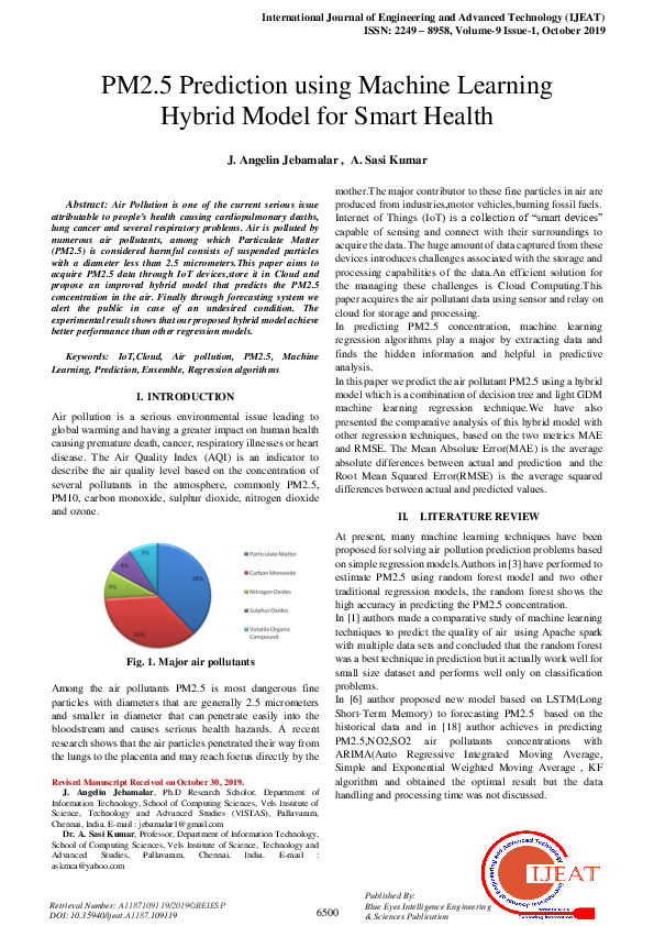 (PDF) PM2.5 Prediction using Machine Learning Hybrid Model for Smart Health