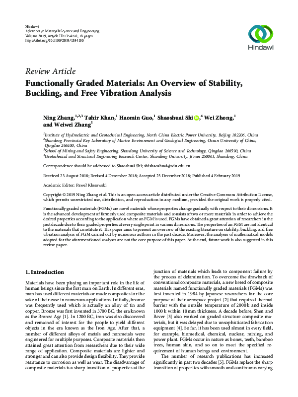 (PDF) Functionally Graded Materials: An Overview of Stability, Buckling, and Free Vibration Analysis