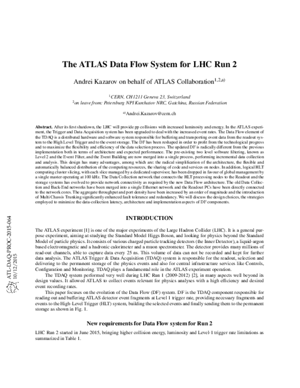 (PDF) The ATLAS Data Flow System for LHC Run II