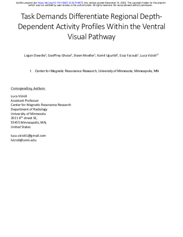 (PDF) Task Demands Differentiate Regional Depth-Dependent Activity ...
