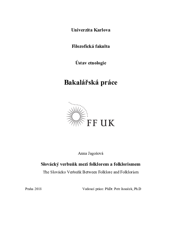 (PDF) The Slovacko Verbunk Between Folklore and Folklorism