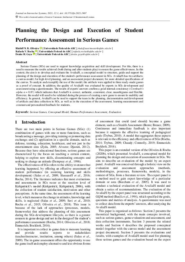 (PDF) Planning the Design and Execution of Student Performance ...