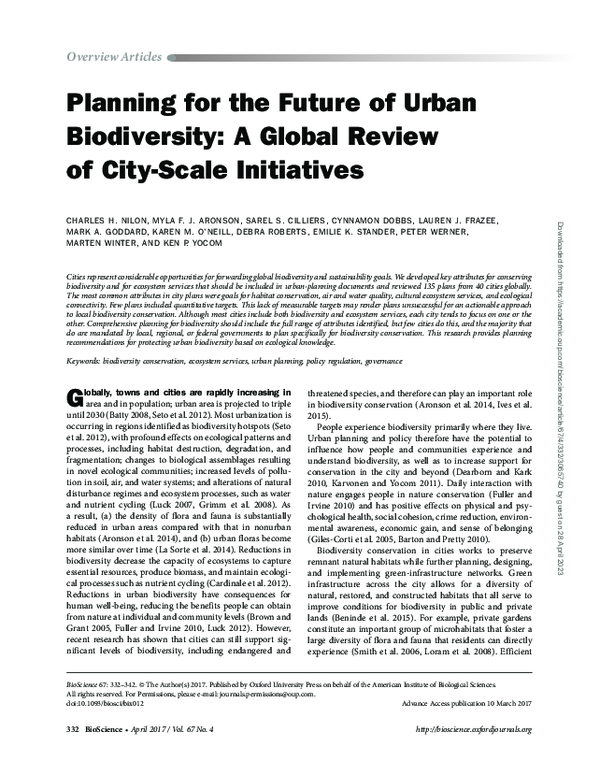 (PDF) Planning for the Future of Urban Biodiversity: A Global Review of ...