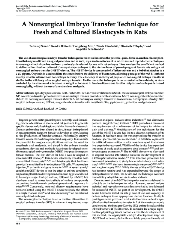 (PDF) A Nonsurgical Embryo Transfer Technique for Fresh and Cultured ...