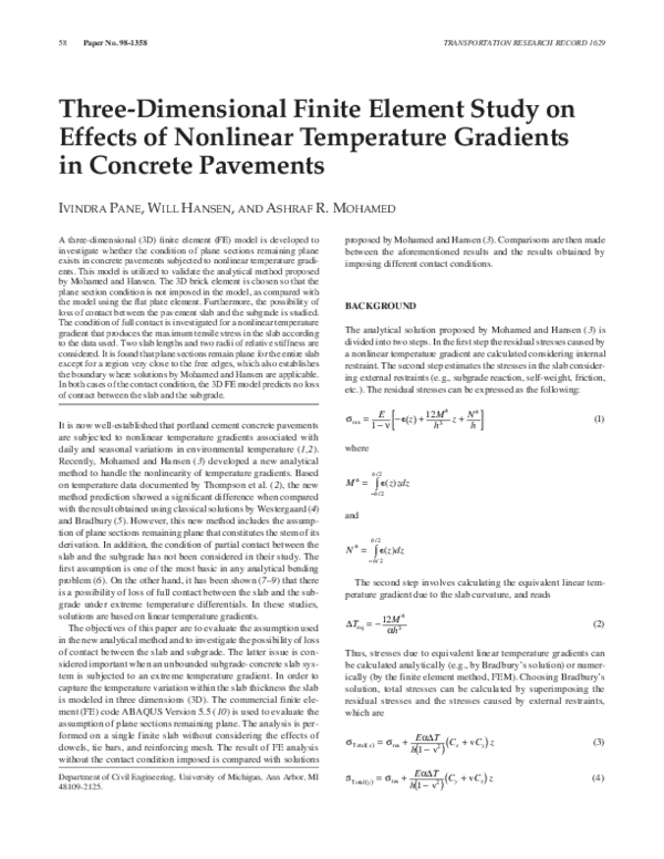 (PDF) Three-Dimensional Finite Element Study on Effects of Nonlinear Temperature Gradients in ...