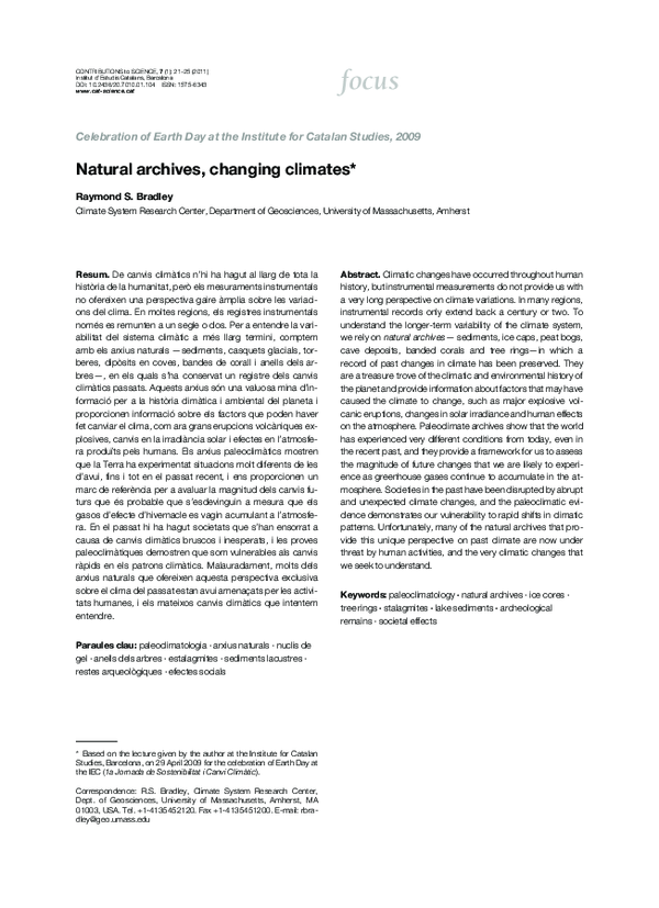 (PDF) Climates of the past: evidence from natural and documentary archives