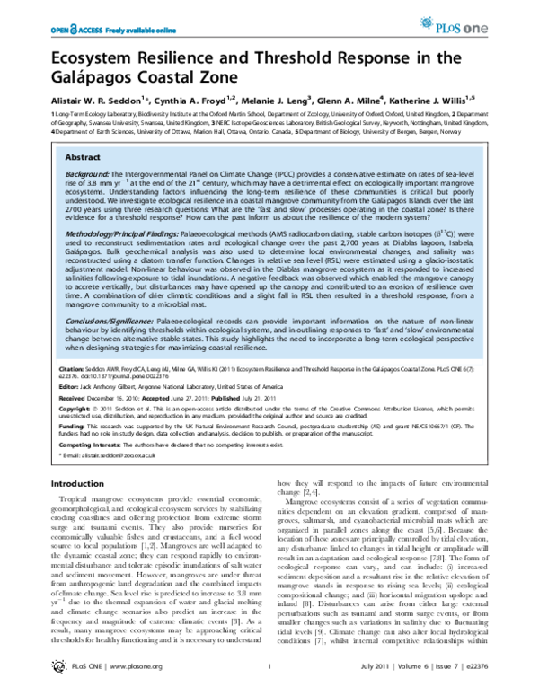 (PDF) Ecosystem Resilience and Threshold Response in the Galápagos ...