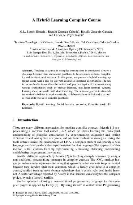(PDF) A Hybrid Learning Compiler Course