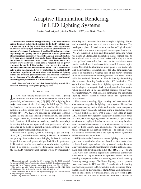 (PDF) Adaptive Illumination Rendering in LED Lighting Systems