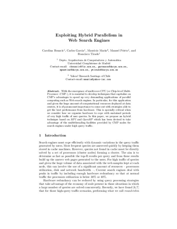 Pdf Exploiting Hybrid Parallelism In Web Search Engines