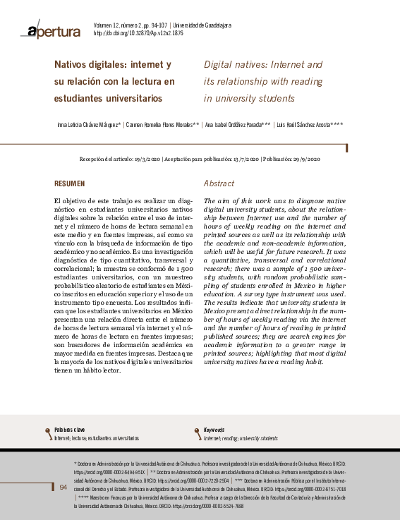 (PDF) Digital natives: Internet and its relationship with reading in university students