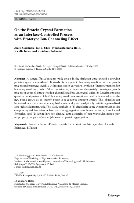 (PDF) On the Protein Crystal Formation as an Interface-Controlled ...