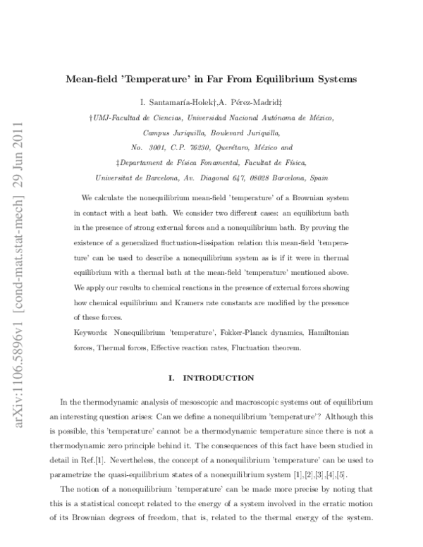 (PDF) Mean-Field “Temperature” in Far From Equilibrium Systems