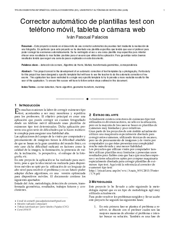 (PDF) Corrector automático de plantillas test con teléfono móvil ...