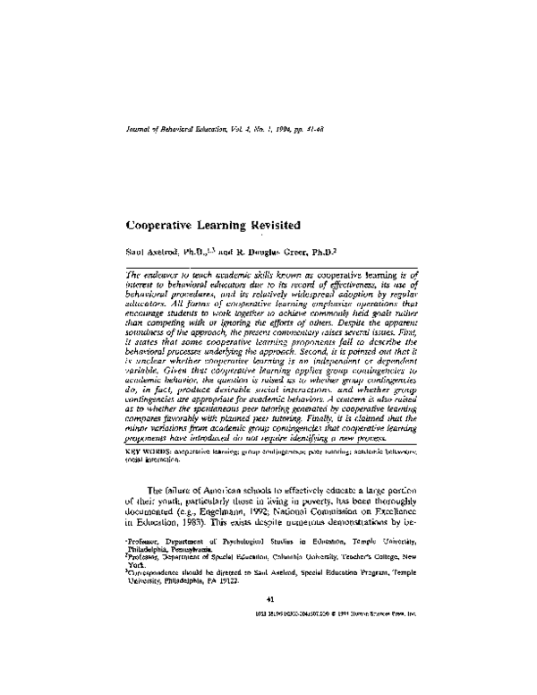 (PDF) Cooperative learning revisited