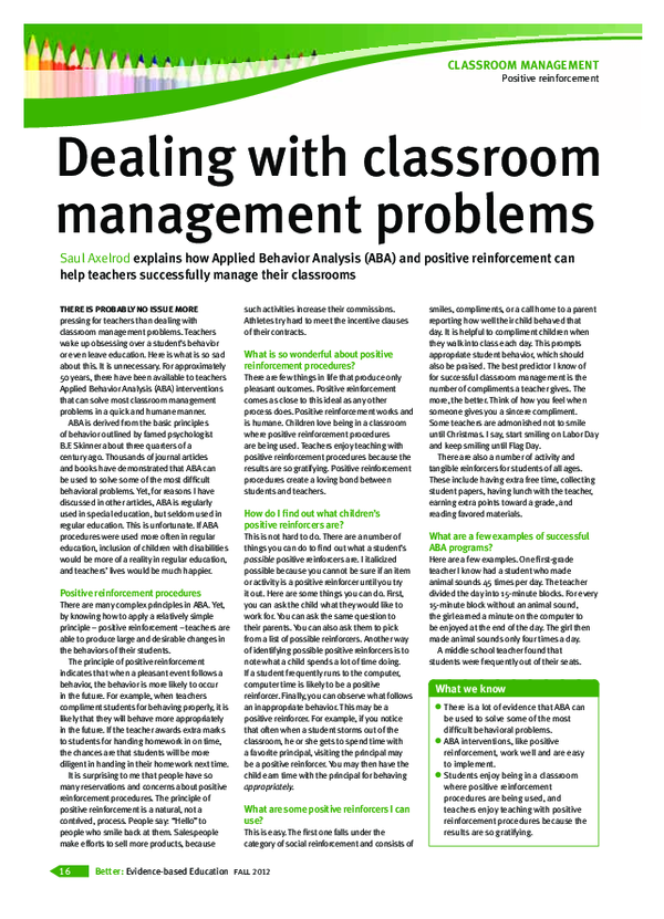 (PDF) Dealing with Classroom Management Problems
