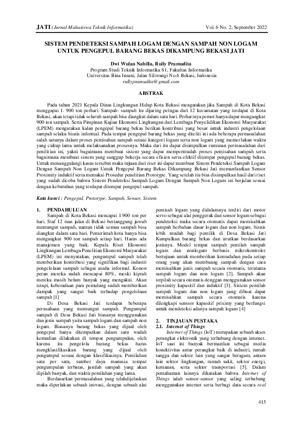 (PDF) Sistem Pendeteksi Sampah Logam Dengan Sampah Non Logam Untuk ...