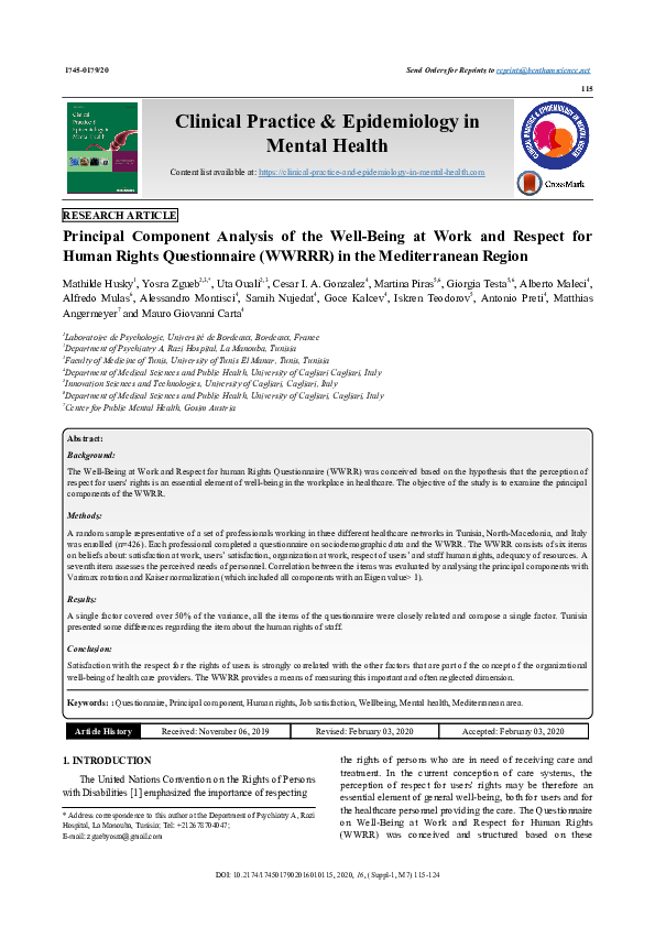 (PDF) Principal Component Analysis of the Well-Being at Work and ...