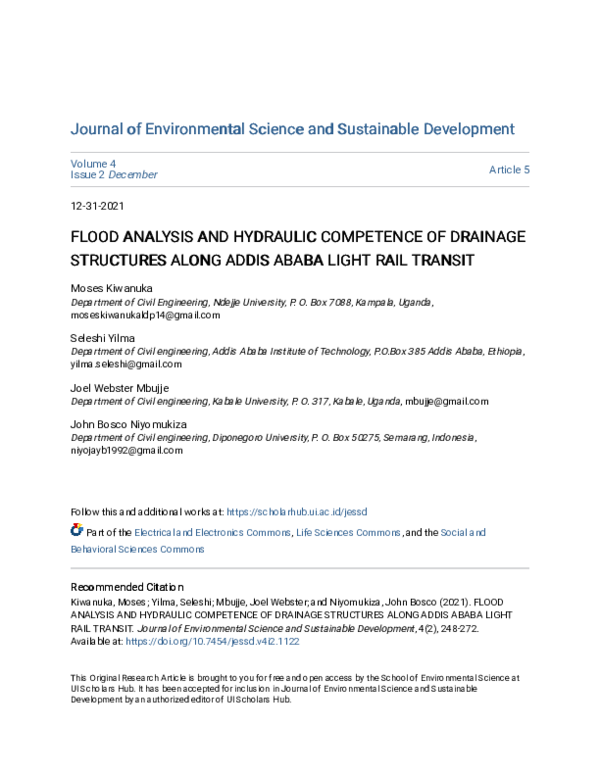 (PDF) FLOOD ANALYSIS AND HYDRAULIC COMPETENCE OF DRAINAGE FLOOD ...