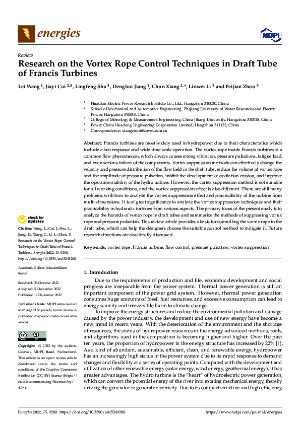 (PDF) Research on the Vortex Rope Control Techniques in Draft Tube of ...