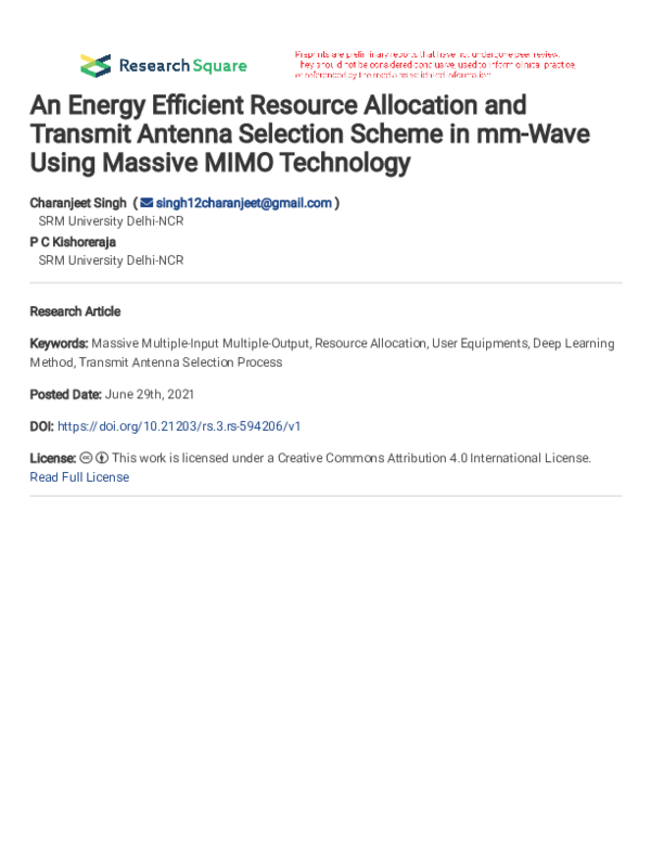 (PDF) An Energy Efficient Resource Allocation and Transmit Antenna Selection Scheme in mm-Wave ...