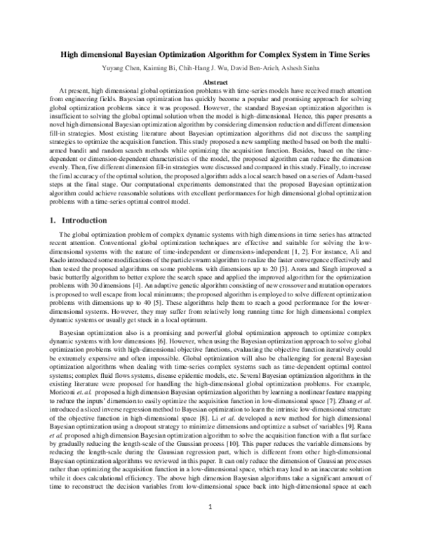 Pdf High Dimensional Bayesian Optimization Algorithm For Complex System In Time Series