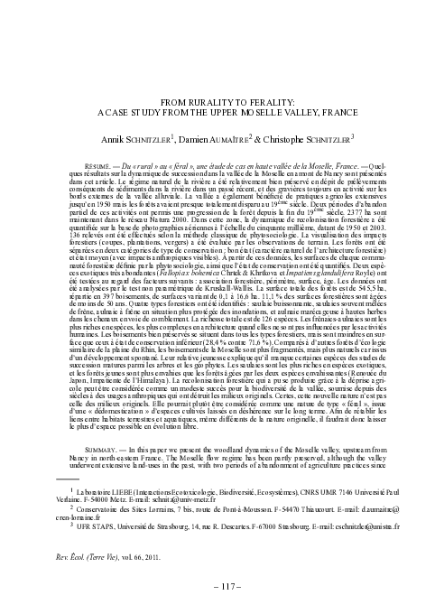 (PDF) From rurality to ferality: A case study from the upper Moselle ...