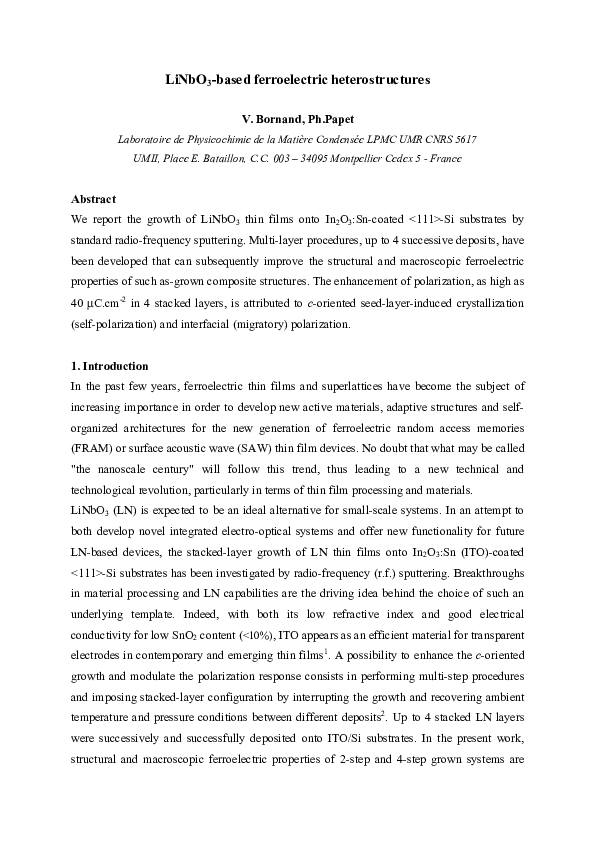 (PDF) LiNbO 3 -based ferroelectric heterostructures