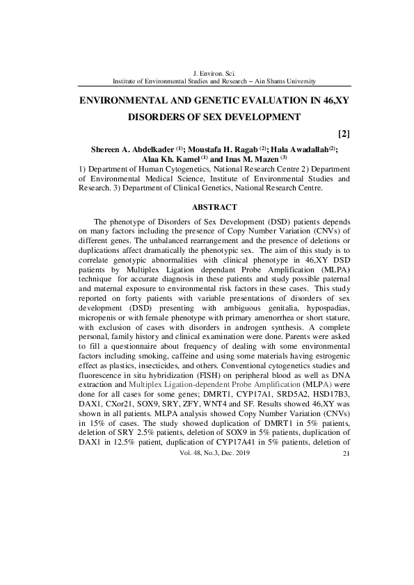 Pdf Environmental And Genetic Evaluation In 46 Xy Disorders Of Sex