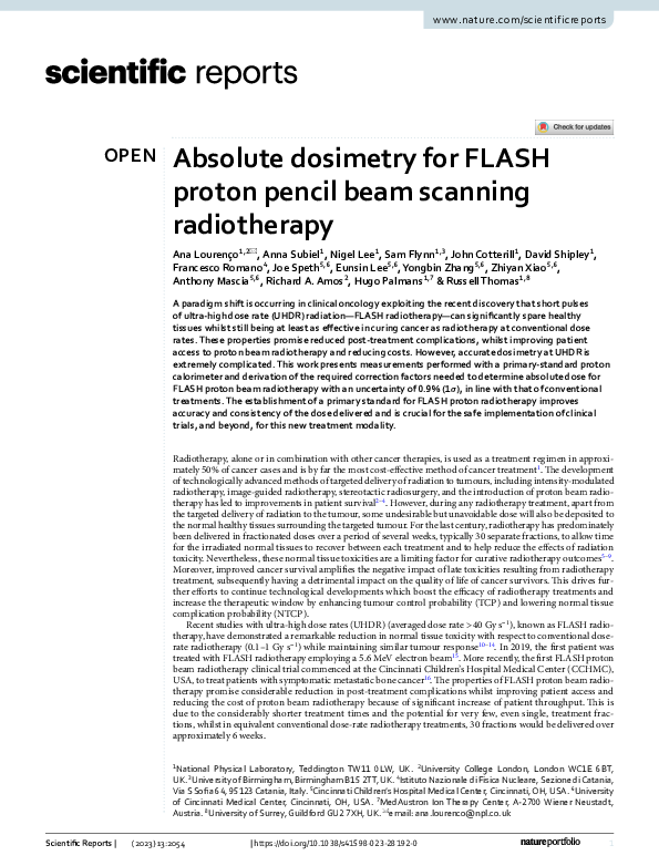(PDF) Absolute dosimetry for FLASH proton pencil beam scanning radiotherapy