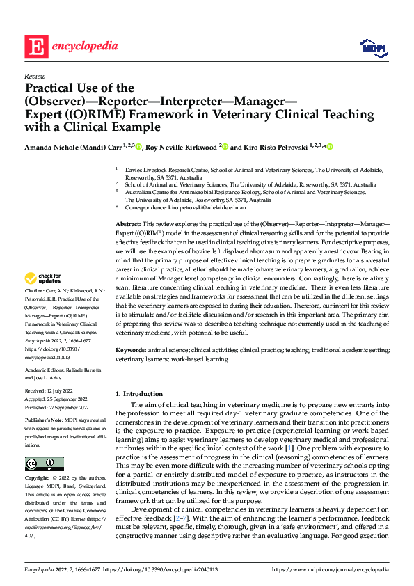 (PDF) Practical Use of the (Observer)—Reporter—Interpreter—Manager ...