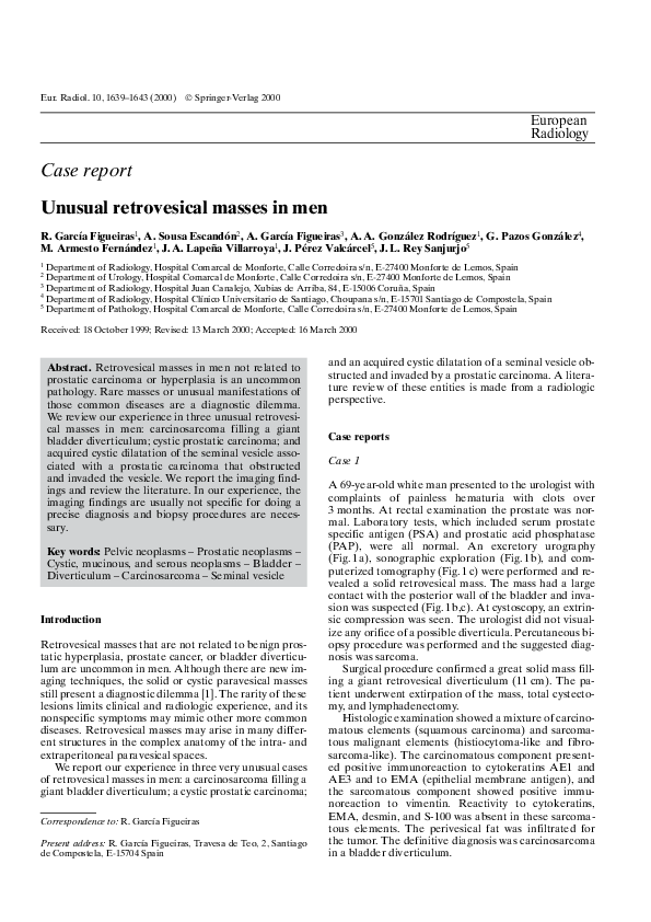 (PDF) Unusual retrovesical masses in men | GERARDO FLORES GONZALEZ ...
