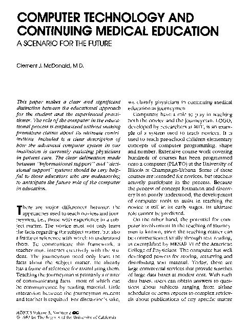 (PDF) Computer technology and continuing medical education. A scenario for the future