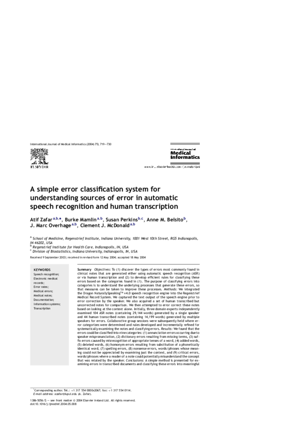 Pdf A Simple Error Classification System For Understanding Sources Of