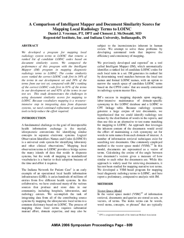 (PDF) Comparing Intelligent Mapper with Document Similarity