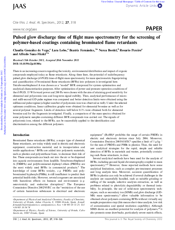 (PDF) Pulsed glow discharge time of flight mass spectrometry for the ...