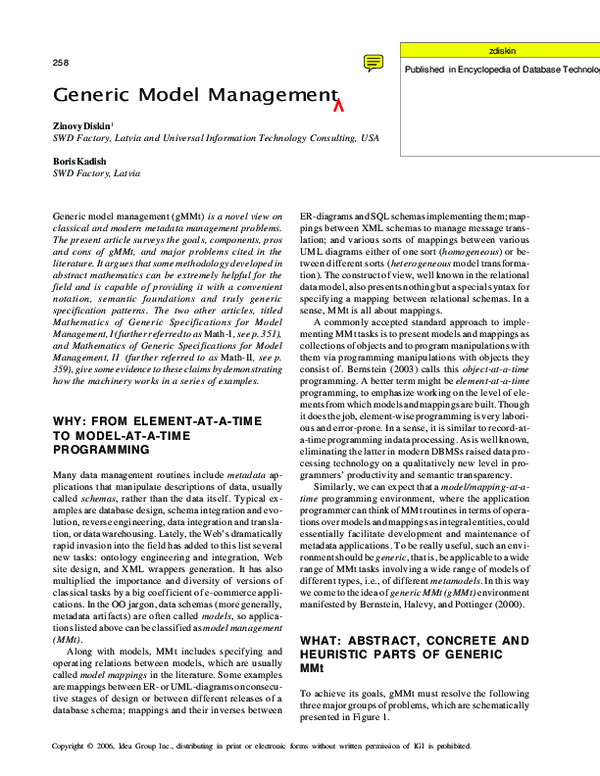 (PDF) Generic Model Management