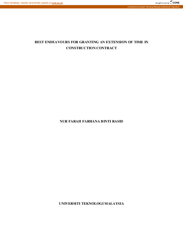 (PDF) Best endeavours' for granting extension of time in construction contract