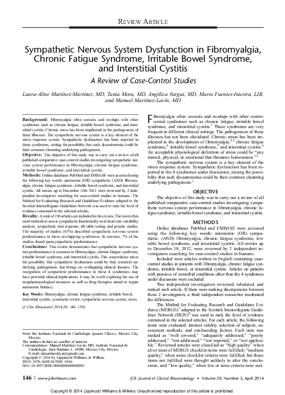 (PDF) Sympathetic nervous system dysfunction in fibromyalgia, chronic ...