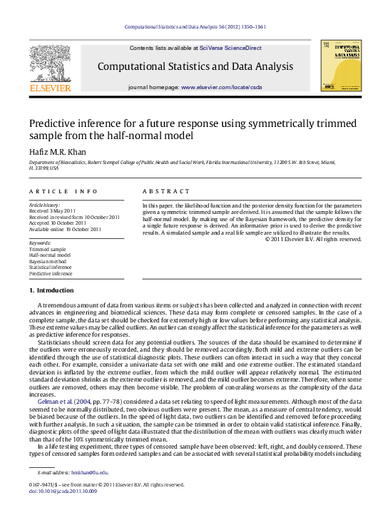 (PDF) Predictive inference for a future response using symmetrically ...