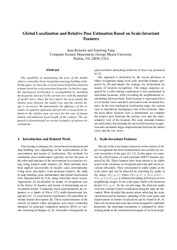 (PDF) Global localization and relative pose estimation based on scale-invariant features