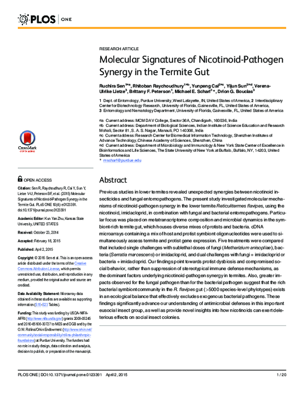 (PDF) Molecular Signatures of Nicotinoid-Pathogen Synergy in the ...