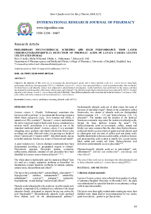 (PDF) Preliminary Phytochemical Screenig and High Performance Thin Layer Chromatography[HPTLC ...