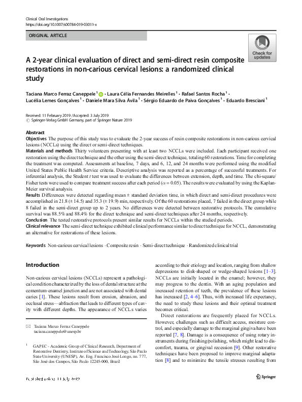 Pdf A 2 Year Clinical Evaluation Of Direct And Semi Direct Resin Composite Restorations In Non