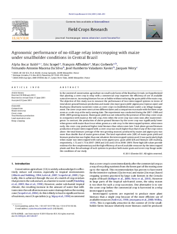 (PDF) No-Tillage Relay Intercropping with Maize