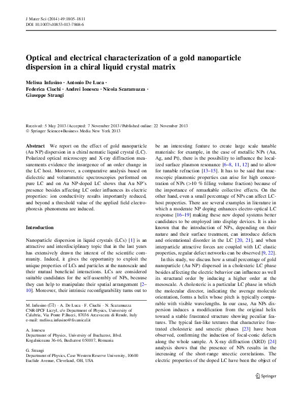 (PDF) Optical and electrical characterization of a gold nanoparticle ...