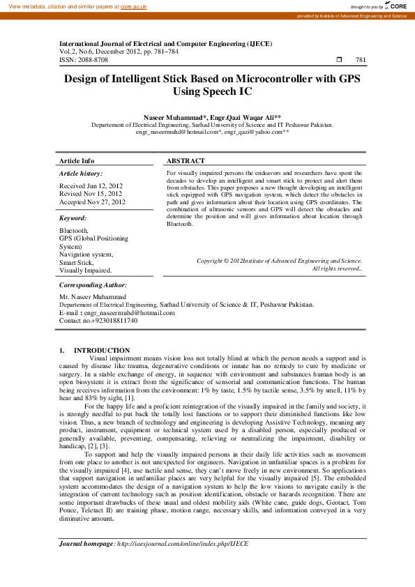(PDF) Design Of Intelligent Stick Based On Microcontroller With GPS ...