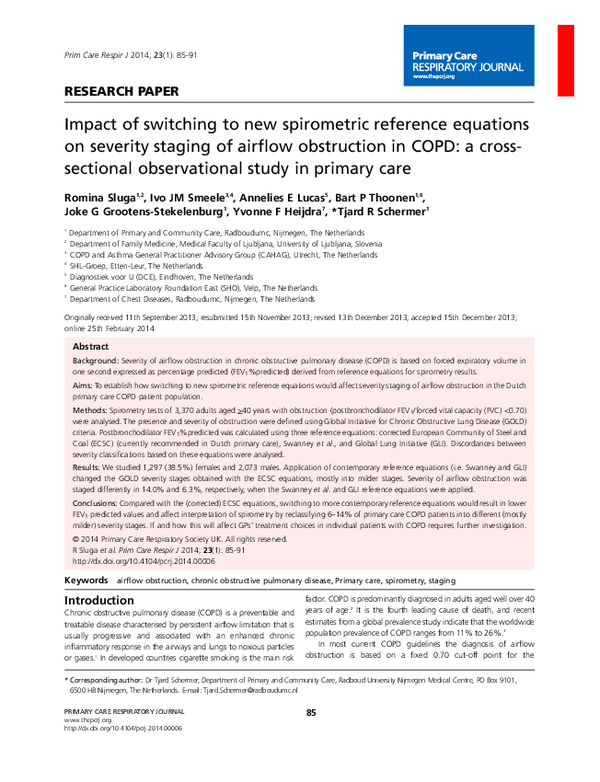 Pdf Impact Of Switching To New Spirometric Reference Equations On Severity Staging Of Airflow