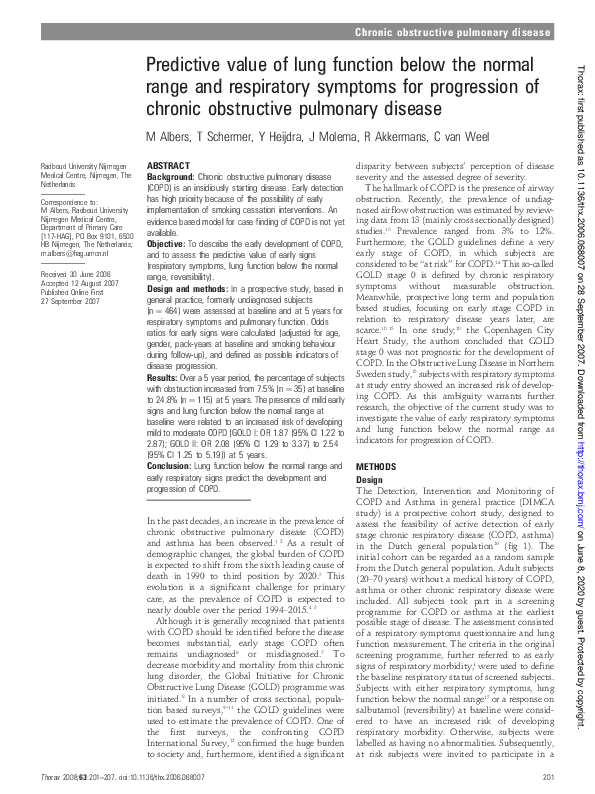 (PDF) Predictive value of lung function below the normal range and ...