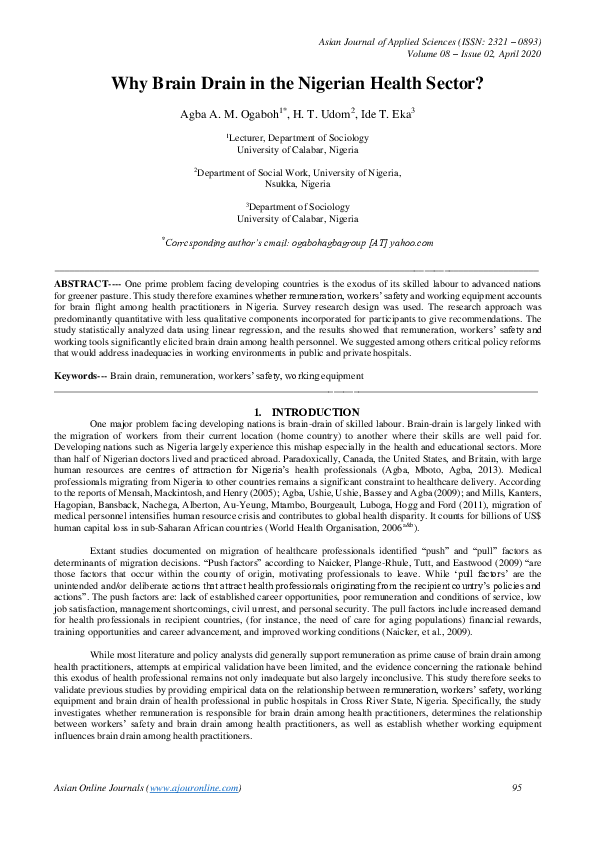 (PDF) Why brain drain in the Nigerian health sector?